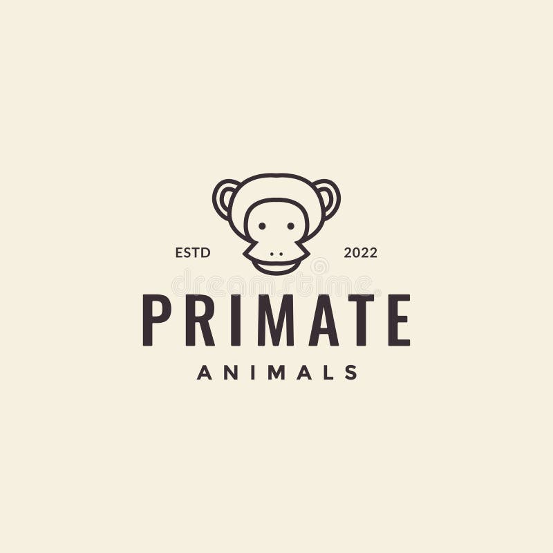 Face Minimal Primate Monkey Hipster Logo Stock Vector - Illustration of ...