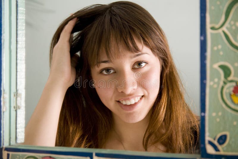 Face in Mirror stock image. Image of lips, cheery, attractive - 10547435