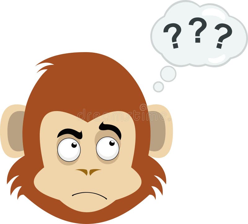 Face Monkey Cloud Thought Question Marks Stock Vector - Illustration of ...
