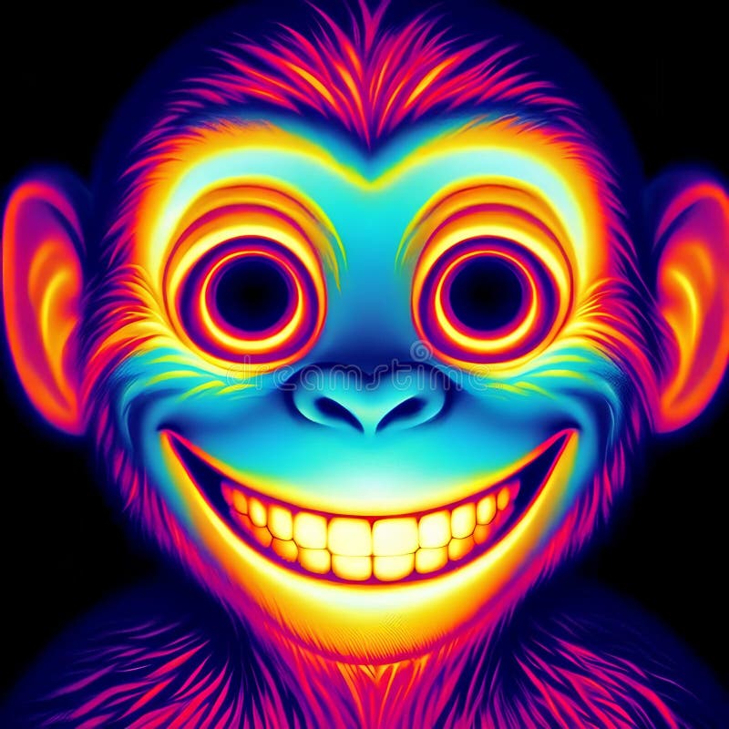 The Face of a Monkey Smiling Stock Illustration - Illustration of ...