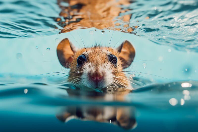 Face Mouse Underwater. Close Up Stock Illustration - Illustration of ...