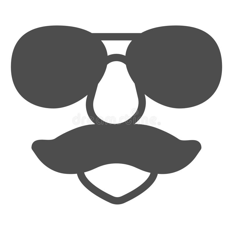 Face with Mustache and Sunglasses Solid Icon, Law Enforcement Concept ...