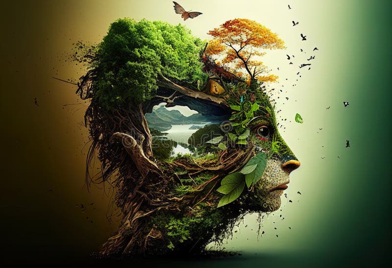 Face Nature Illustration. AI Generative Stock Illustration ...