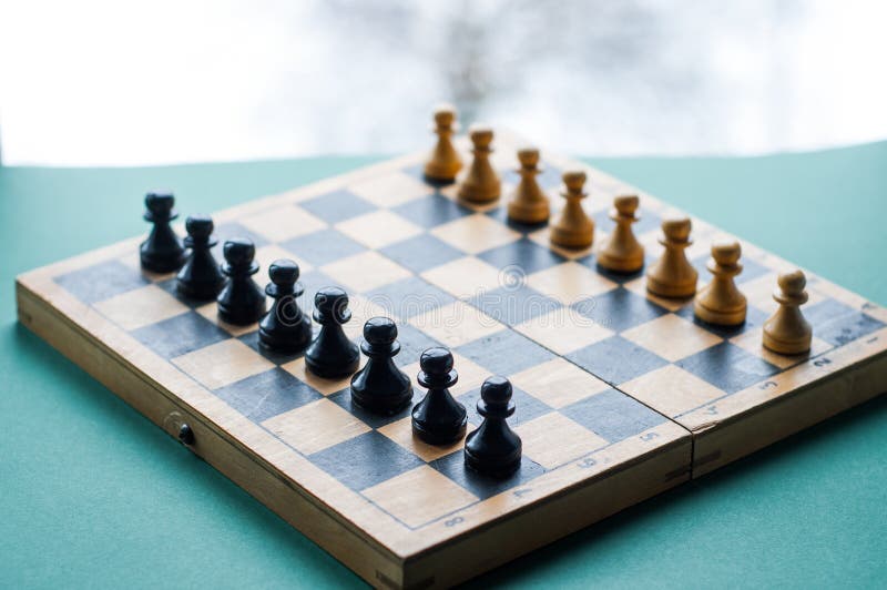 Face Off. Chess Pieces Knights Facing Each Other for a Standoff on ...