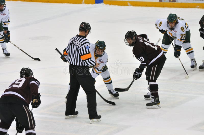 Face Off in NCAA Ice Hockey Game Editorial Stock Image - Image of ...