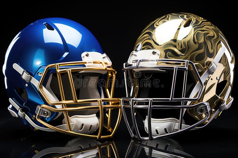 Face-off Ready Football Helmets, Reflecting the Lights of the Game ...