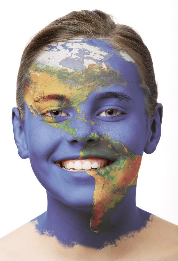 Face paint - world stock image. Image of continent, person - 2842901