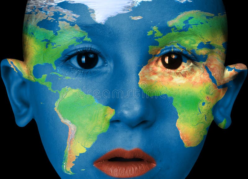 Face paint - world stock image. Image of continent, person - 2842901