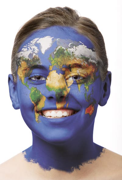 Face paint - world map stock image. Image of background - 2910293