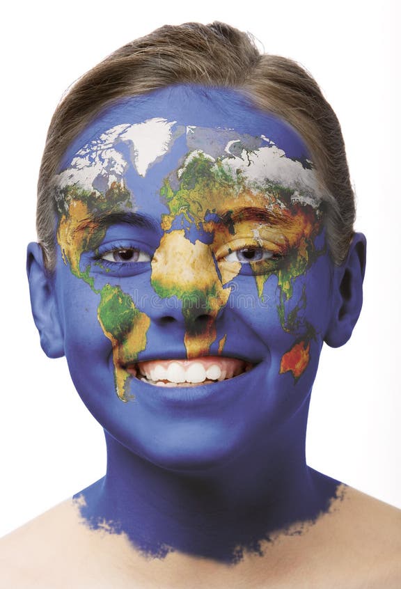 Face paint - world map stock image. Image of background - 2910293
