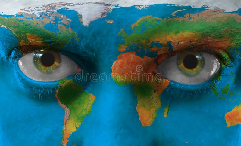 Face Paint -africa, Europa, Asia Stock Image - Image of warming, global ...
