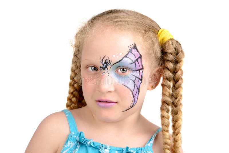 Face painting, spider web stock image. Image of cute - 35694481