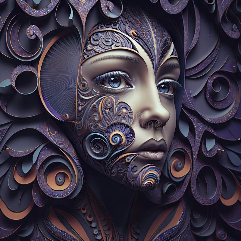 Face with Paisley Background Stock Illustration - Illustration of ...