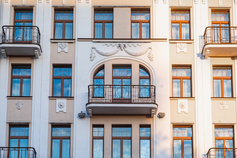 Face of Pale Building in Sunset Light Stock Image - Image of warm ...