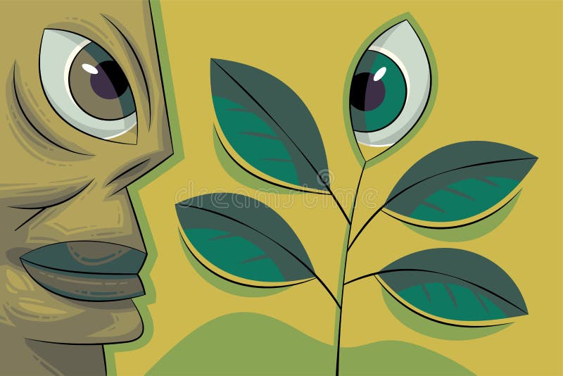 Face and plant stock vector. Illustration of look, concept - 21904431