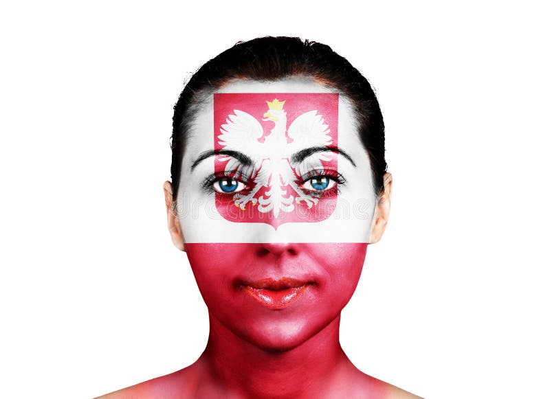 Face with the Poland flag stock image. Image of skin - 35019921
