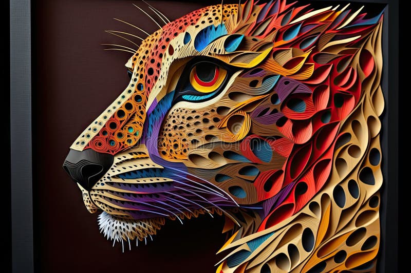 Face Portrait of an Colorfull Cheetah Quilling Design Stock ...