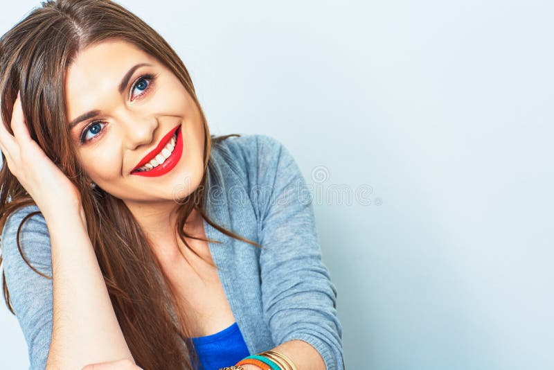 Face Portrait of Smiling Girl. Stock Photo - Image of makeup, beauty ...