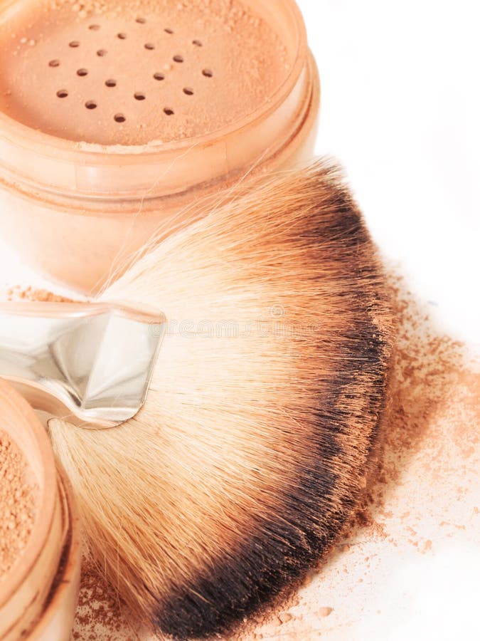 Face Powder and Brush. Close Up Stock Photo - Image of brush, fashion ...