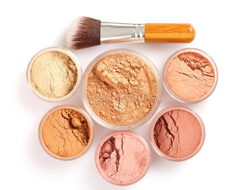 Face powder and brush stock image. Image of cosmetics - 32528141