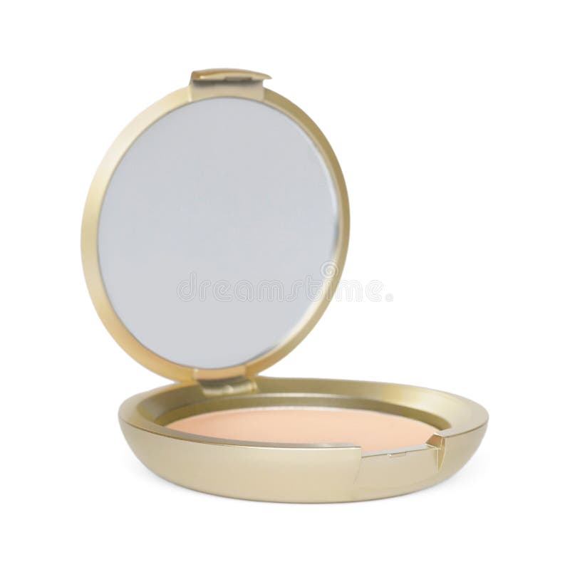 Face Powder with Mirror Isolated on White Stock Photo - Image of mirror ...