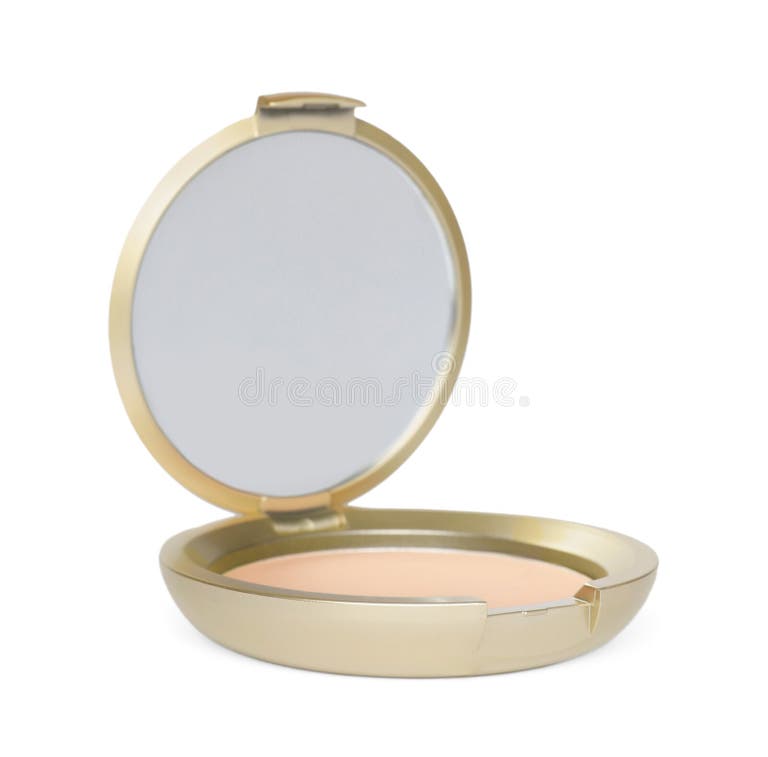 Face Powder with Mirror Isolated on White Stock Photo - Image of mirror ...