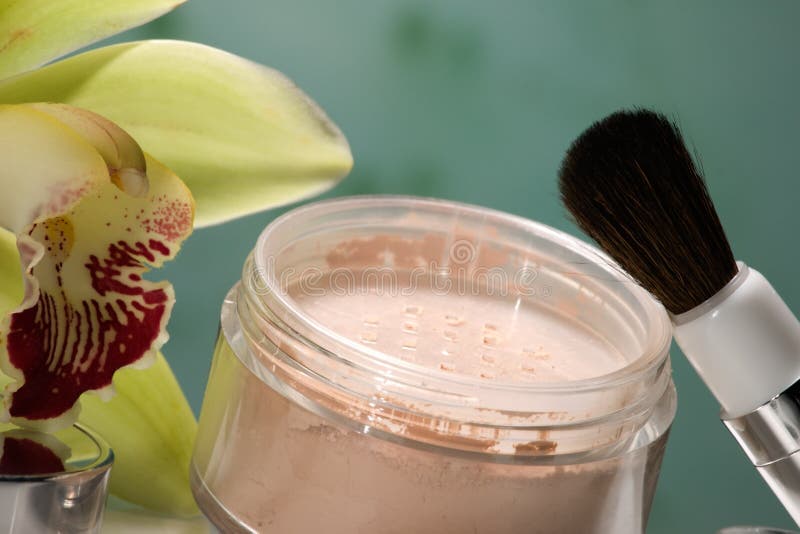 Face Powder and Orchid Flower Stock Image - Image of powder, natural ...