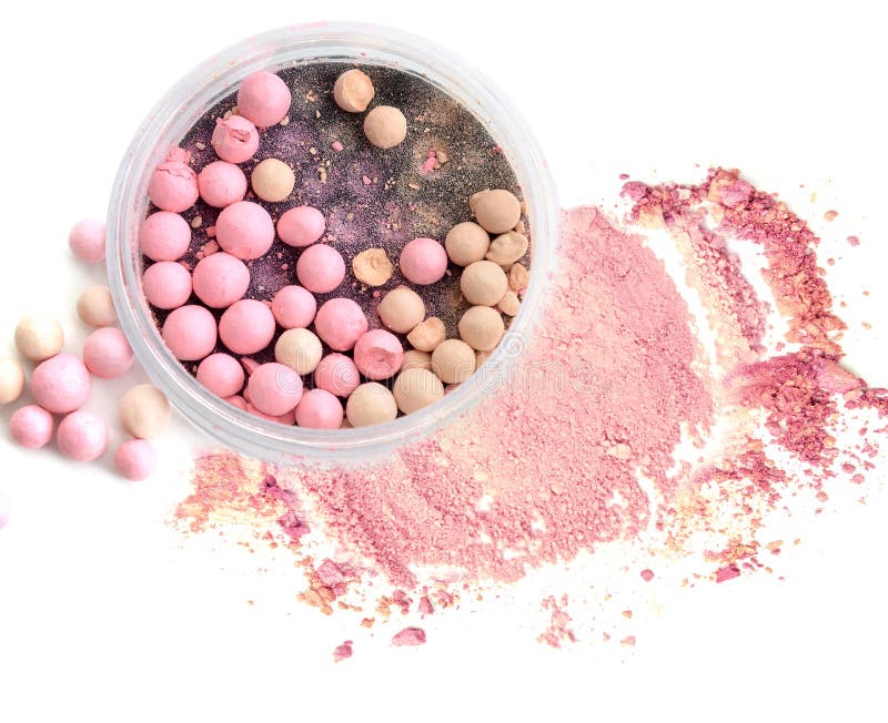 Face Powder Pearls in Open Box. Isolated on White Background. Stock ...