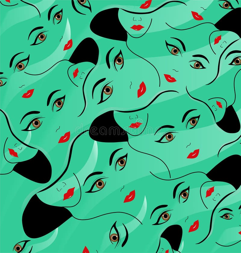 Face Pattern Black and White Stock Illustration - Illustration of ...