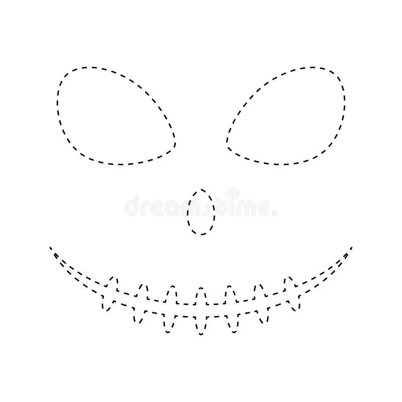 Face Pumpkin Tracing Worksheet for Kids Stock Vector - Illustration of ...