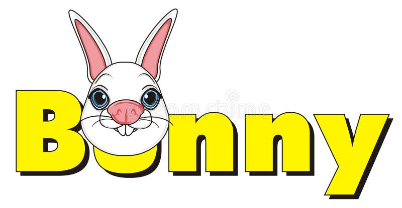 Face of rabbit with word stock illustration. Illustration of cartoon ...
