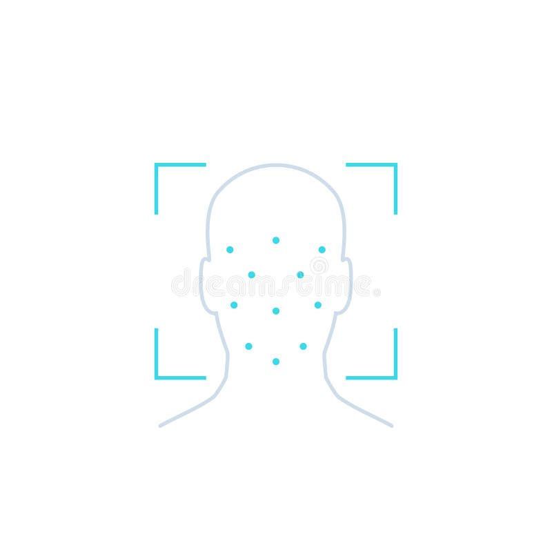 Face Recognition, Biometric, Facial Scan Line Icon Stock Vector ... Face Recognition, Biometric, Facial Scan Line Icon Stock Vector ...