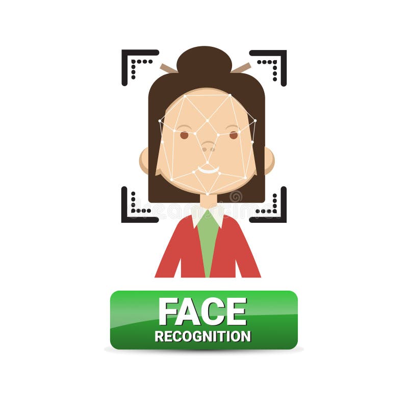 Face Recognition Button Biometrical Identification on Female Face ...