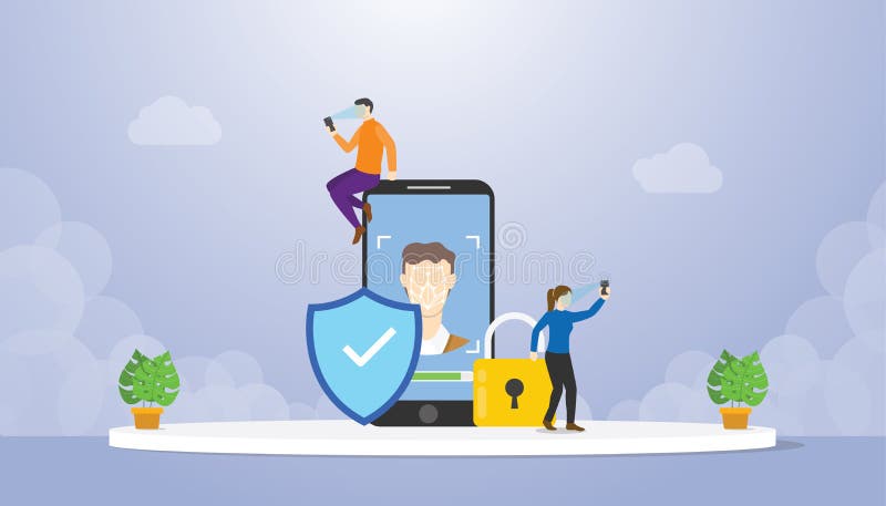 Face Recognition Concept Technology Human Face Scanner with Smartphone ...