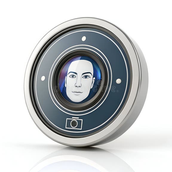 Face Recognition 3D Icon on White Background â€ Biometrics, Security ...