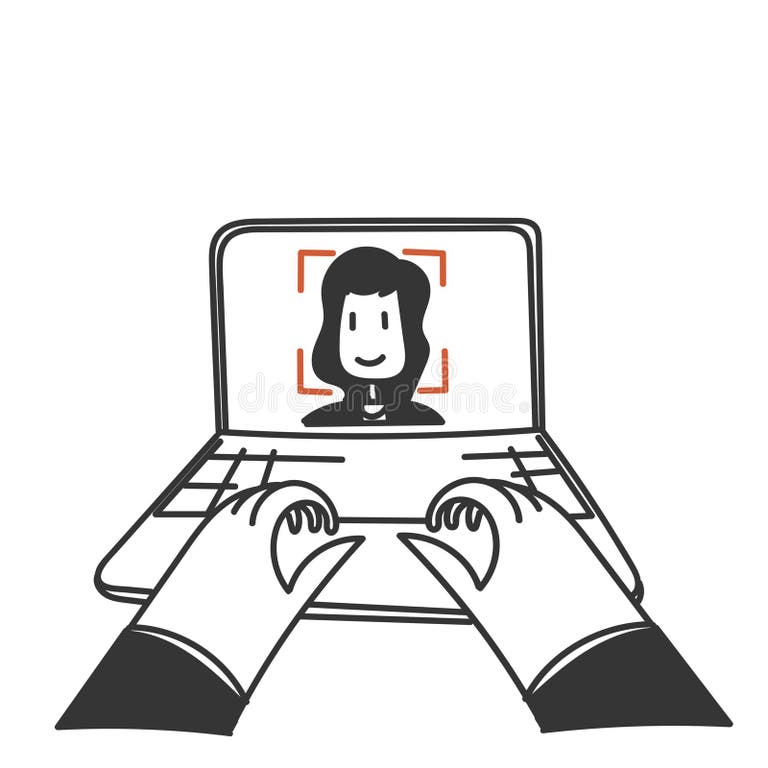 Face Recognition Doodle on Mobile Phone,laptop or Computer Device Stock ...