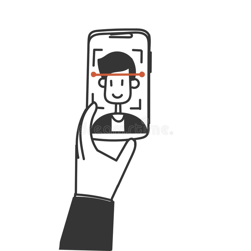 Face Recognition Doodle on Mobile Phone,laptop or Computer Device Stock ...
