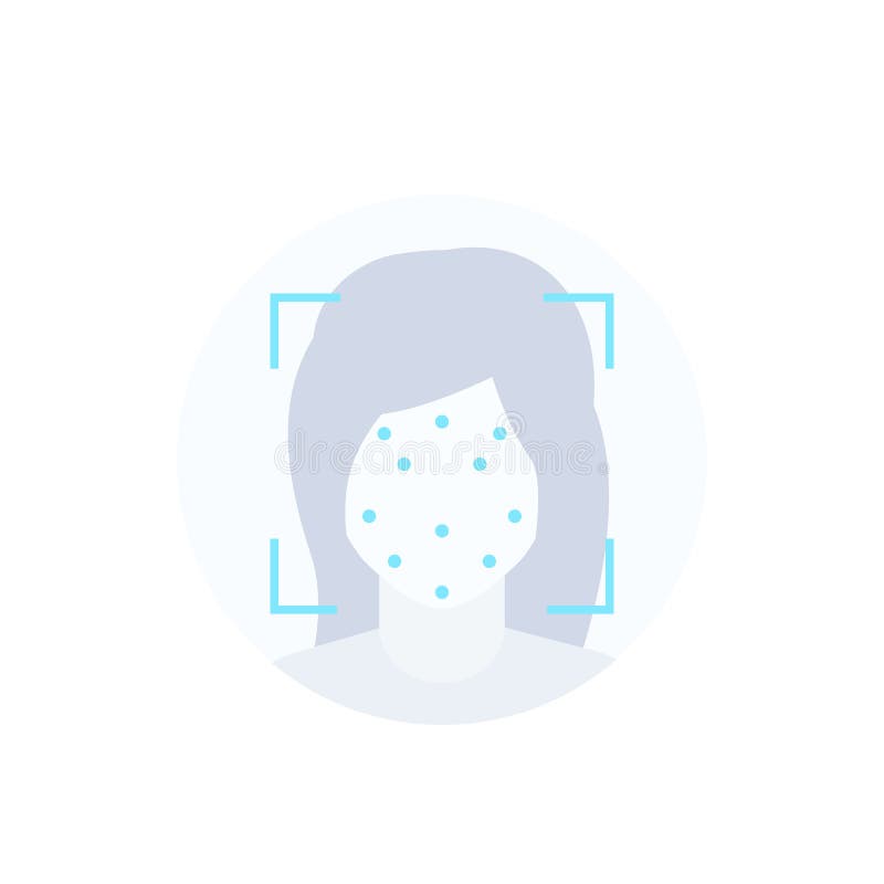 Face Recognition, Facial Scan, Vector Icon on White Stock Illustration ...