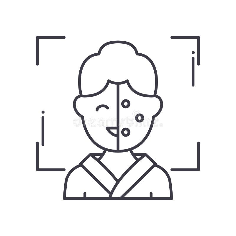 Face Recognition Icon, Linear Isolated Illustration, Thin Line Vector ...