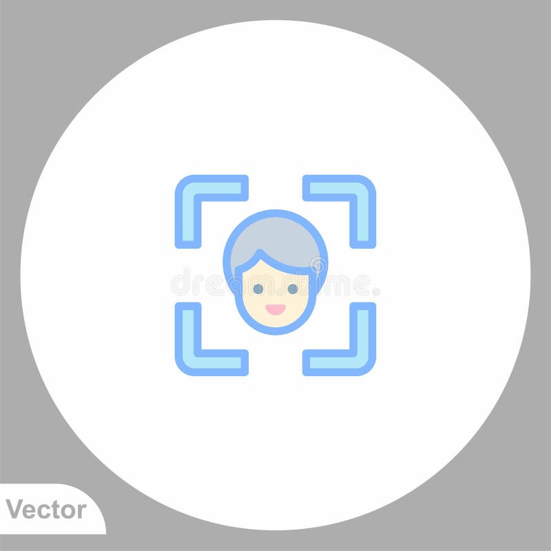 Face Recognition Vector Icon Sign Symbol Stock Vector - Illustration of ...
