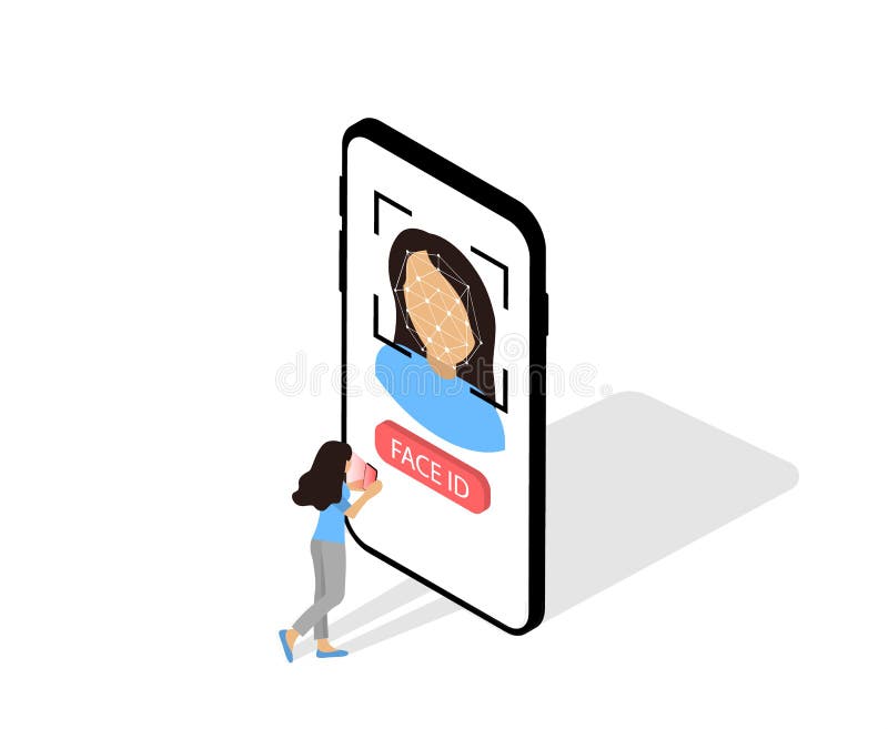 Face Recognition Isometric. Vector Illustration Stock Illustration ...