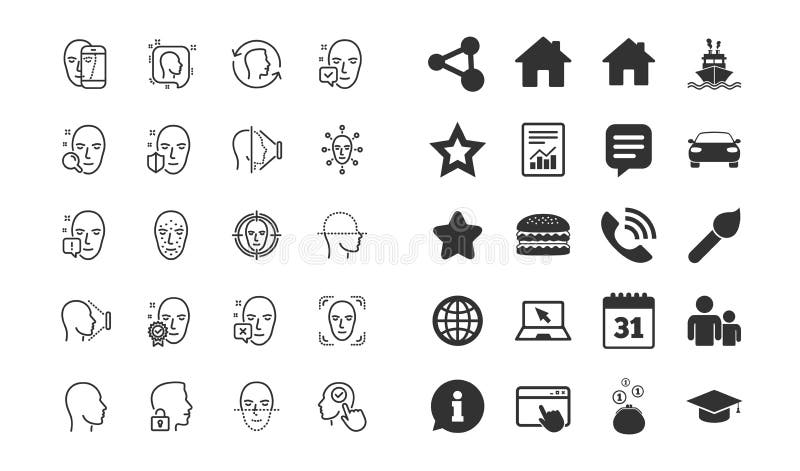 Face Recognition Line Icons. Set of Faces Biometrics Detection and ... Face Recognition Line Icons. Set of Faces Biometrics Detection and ...