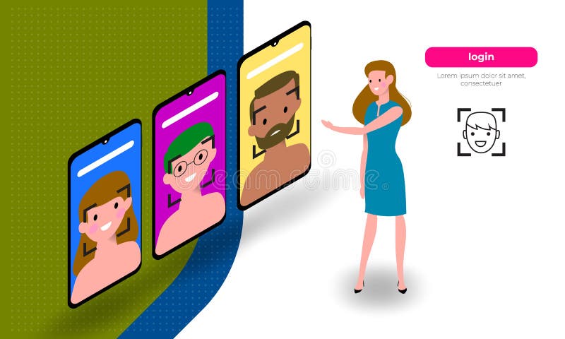 Face Recognition Login System Concept on Smart Phone Human Face ...