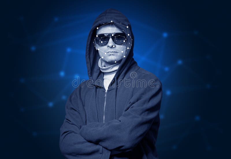 Face recognition with mesh stock photo. Image of access - 139500330