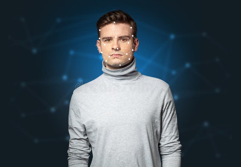 Face recognition with mesh stock image. Image of authentication - 148502801