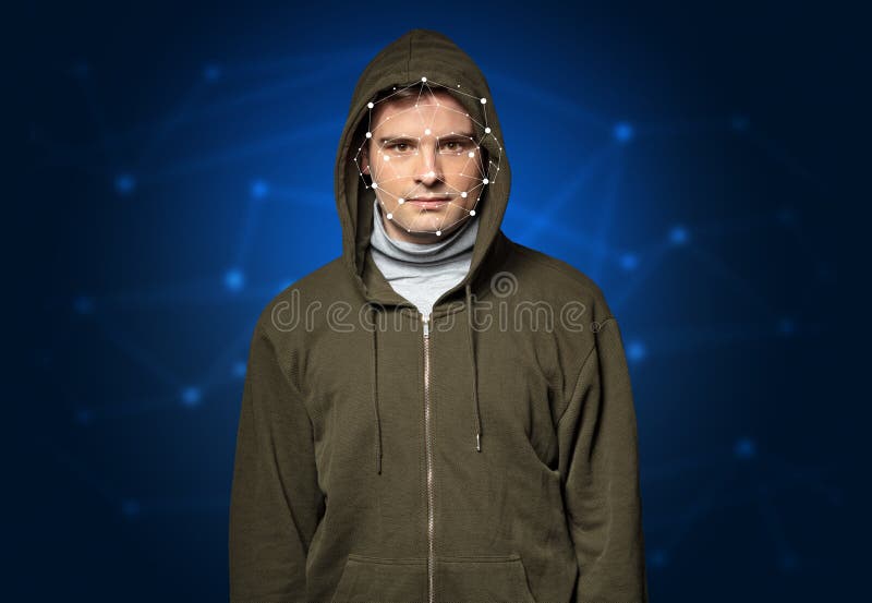 Face recognition with mesh stock image. Image of identity - 140725287