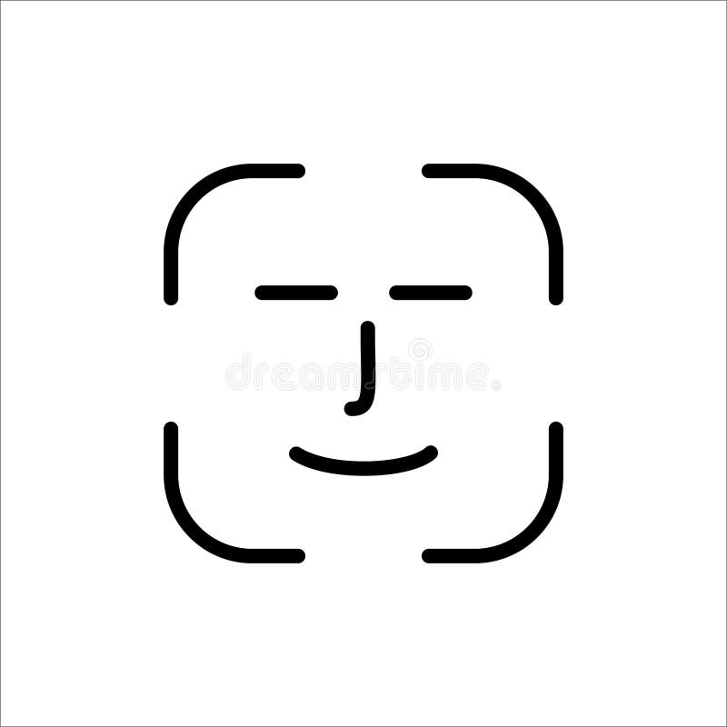Face Recognition Mobile Id Icon Asian Vector Stock Illustration ...