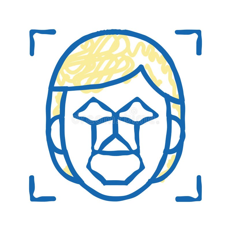 Face Recognition Points and Structure Icon Doodle Illustration Stock ...