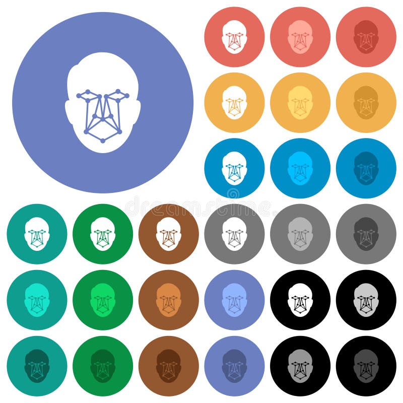 Face Recognition Round Flat Multi Colored Icons Stock Vector - Illustration of recognition ...