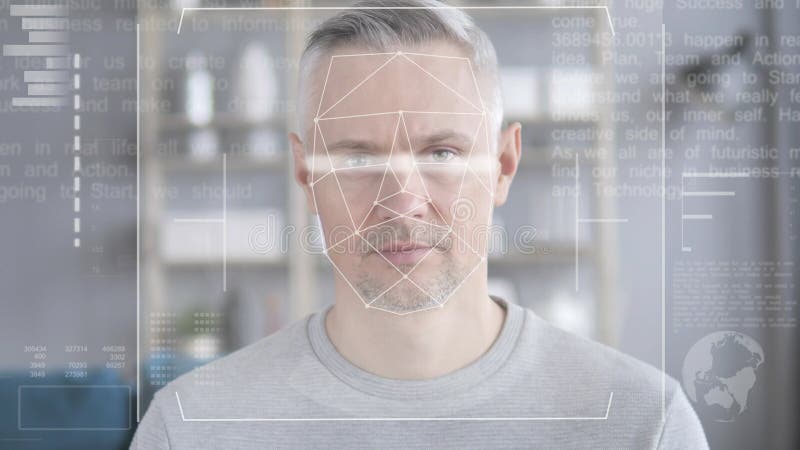 Face Recognition, Security Check of Middle Aged Man Stock Image - Image ...